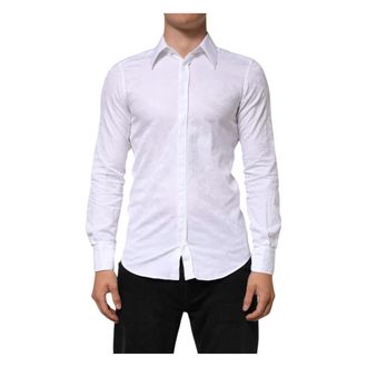 Dolce & Gabbana Wei&szlig;e Baumwoll-Paisley-Jacquard-Hemd - - Shirts - Herren - Wei&szlig; - XS