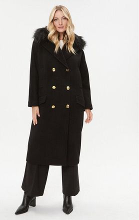 Elisabetta Franchi Wollmantel CP-44D-36E2-008339 Schwarz Regular Fit
