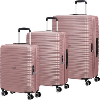 American Tourister Aerotech - 3-teiliges Hartschalen Kofferset (Handgep&auml;ck, Mittel, Gro&szlig;), Erweiterbar, Trolley-Set mit TSA-Schloss - Rosa (Metallic Rose)