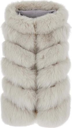 Suprema gilet en fausse fourrure blanche &agrave; col montant et fermeture &eacute;clair sur le devant pour femme - Femme - Vestes - Blanc - Taille: 38 FR