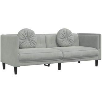 vidaXL Sofa mit Kissen 3-Sitzer Hellgrau Samt - Vidaxl