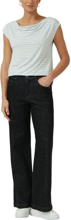 s.Oliver Black Label T-Shirt mit Wasserfallausschnitt und Streifen-Design