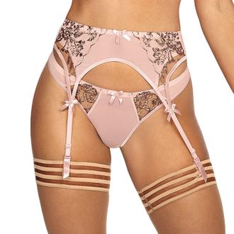 Axami Dame Strumpfhalter Dessous Gebl&uuml;mt Sinnlich Strapsen V-9522, Pink,S