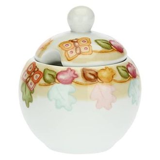 Thun Zuckerdose - Linie Grace, Home Is Where Your Family Is - Küche, Kaffee am Folo - Porzellan - 11 x 11 x 120 cm h; 300 ml