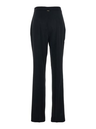 Twinset Womens Trousers High-Waisted Black Acetate