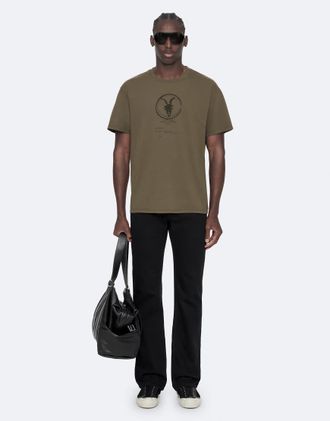AllSaints Tier-Hale-SS-Rundhalsausschnitt in verwaschenem Khaki-Braun