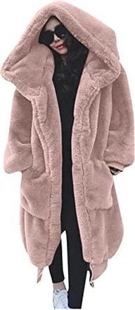 Generic Manteau dhiver chaud &agrave; capuche en fausse fourrure pour femme - Veste longue dhiver pour femme - Cardigan &eacute;l&eacute;gant - Veste longue de transition en peluc