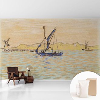 Tulup Tapete Vliestapete Mit Kleber - Abwaschbar - Tapete Mit Motiv - Trendige Wanddeko - Elegant Fototapete Ruhe Am Meer 416x254 Cm