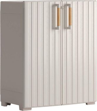 Dmora Armoire dext&eacute;rieur Melville, Meuble de jardin une &eacute;tag&egrave;re, 2 portes Made in Italy, 45x80x98h cm brun sable