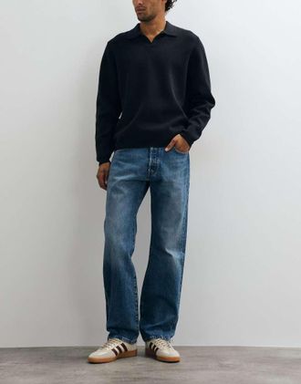 Levi's 501 jean relaxed d&eacute;lavage moyen-Bleu