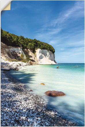 Artland ARTland Wanddeko Wandtattoo selbstklebende Vinylfolie 60 x 90 cm Landschaften Küste Foto Blau Kreidefelsen auf der Insel Rügen T1UI