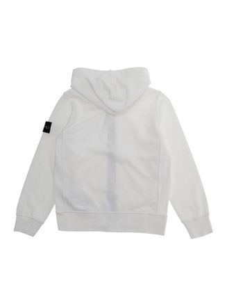 Stone Island Boys Hooded Sweatshirt White Cotton Hoods & Sweatshirts