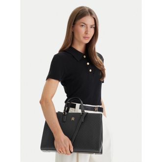 Tommy Hilfiger Handtasche Tommy Hilfiger Th Daily Satchel Mono AW0AW18418 Schwarz