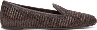 Brunello Cucinelli chaussons à design tressé - Marron
