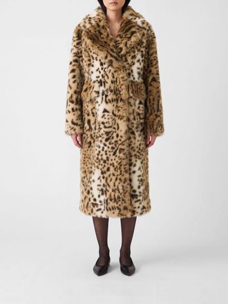 Sword 6.6.44 Long manteau crois&eacute; en fausse fourrure &agrave; imprim&eacute; animalier