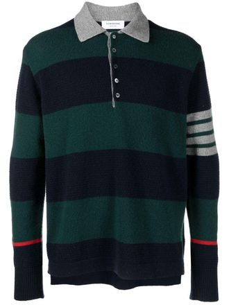 Thom Browne polo &agrave; rayures en jacquard - Vert