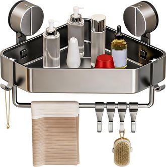 Generic Dusch Regale F&uuml;r Die Dusche | Wasserdichtes Und Rostfreies Aluminium-Eckaufbewahrungsregal,Badezimmer Wandregal Mit Entw&auml;sserungssystem,F&uuml;r Fliesen, G