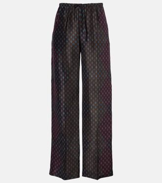 Dries Van Noten Gerade Hose aus Seidensatin
