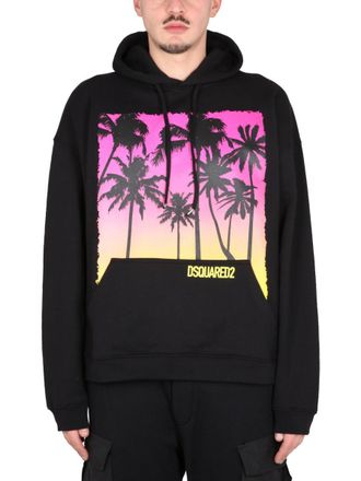 Dsquared2 Sunrise Print Cotton Sweatshirt - Black