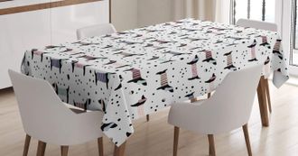 Abakuhaus Hundeliebhaber Tischdecke, Dackel-Welpen, Pflegeleicht Waschbar Schmutzabweisend und mit Klaren Farben Hochwertiger Druck, 140 x 170 cm, Weiß Schwarz 