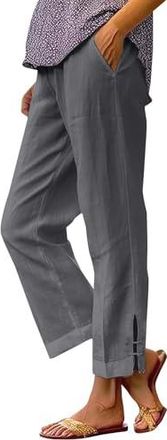 Generic Pantalon d&eacute;t&eacute; 3/4 en mousseline pour femme - Pantalon d&eacute;t&eacute; l&eacute;ger - Pantalon d&eacute;t&eacute; 7/8 avec poches - Pantacourt stretch - Pantalon &agrave; enfiler - Pantalon 