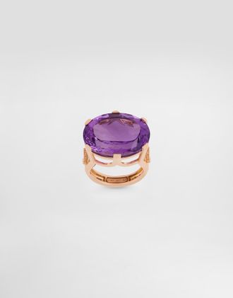 Dolce & Gabbana Anna Ring In 18-carat Red Gold With Amethyst And Diamonds - Frau Ringe Rot 46