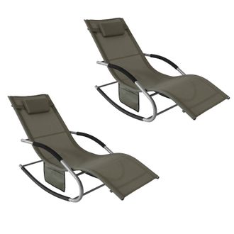 SoBuy Sonnenliege 2 Personen Liegestuhl Gartenliege wetterfest Schaukelstuhl mit Kopfkissen Schaukelliege Strandliege Outdoor Terrasse Balkon Camping bis 15
