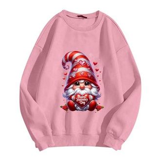 Generic Sweat-shirt d&eacute;contract&eacute; &agrave; col rond pour homme et femme pour la Saint-Valentin 2026 (3), rose, 3XL