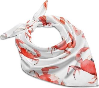 Generic Écharpe carrée en soie légère en forme de crabe - Pour cheveux - Respirant - Cadeau pour homme et femme, multicolore, 46x46cm