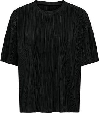 Only Onlravenna S/S Plisse Top Noos JRS T-shirt pour femme, Noir, S