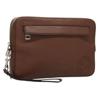 Gucci Pre-owned Cuir pochettes-minaudieres - Femme - Pre-owned - Brun - Taille: ONE Size