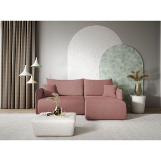 Fun M&ouml;bel Ecksofa Sofa mit Schlaffunktion CALGARY Stoff Curio Rose Ottomane Rechts