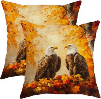 Generic Herbstadlervogel Kissenh&uuml;lle Modern Kissenbezug Atmungsaktiv Kissenbez&uuml;ge F&uuml;r Schlafzimmer Sofa Bett 45X45Cm 2Er Set