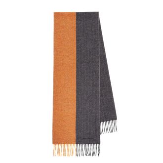 Davidoff Home Run Herren Schal Schwarz/Orange - sportlicher Schal aus 100% Wolle - w&auml;rmender Wollschal mit Fischgr&auml;tenmuster