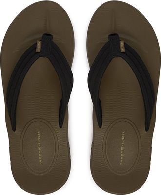 Tommy Hilfiger Zehentrenner Tommy Hilfiger Molded Hilfiger Lth Beach Sandal FM0FM05802 Schwarz