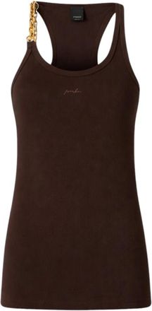 Pinko Pinko, Femme, Tops, Brun, Taille: 36 FR Charlene Ribbed Tank