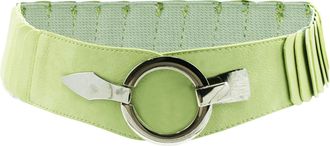 Glamexx24 Elastischer Damen Tailleng&uuml;rtel g&uuml;rtel 6cm breiter H&uuml;ftg&uuml;rtel mit silberner Ring (Tannengruen, Taillenweite 75cm-110cm)