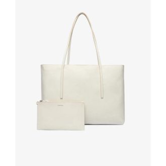 Calvin Klein Beschichtete Tote Bag mit Emblem-Logo und Pochette - - Bags - Damen - Wei&szlig; - ONE SIZE