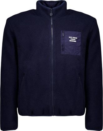 Dr&ocirc;le de Monsieur Slogan Zipped Sherpa Jacke - - Sport - Herren - Blau - S