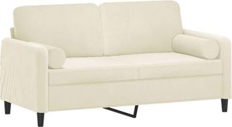 vidaXL 2-Sitzer-Sofa mit Zierkissen Creme 140 cm Samt Vidaxl