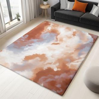 Generic Abstrait Tapis de Salon Lavable 140 x 200 cm, Faible Poil Antid&eacute;rapant Adapt&eacute; &agrave; laspirateur avec Motif Aquarelle Blocs De Couleur Tapis Chambre pour C