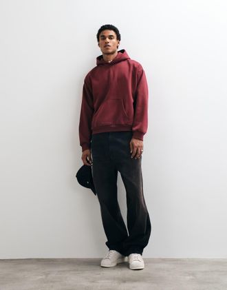 Weekday Oversize-Kapuzenpullover mit lockerem Schnitt in Burgunderrot