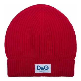 Dolce & Gabbana Strickm&uuml;tze mit Aufn&auml;her - - Accessories - Herren - Rot - ONE SIZE