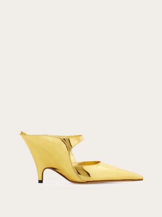 Ferragamo Damen Geformter Keilabsatz-Mules Gold Gr&ouml;&szlig;e 36.5