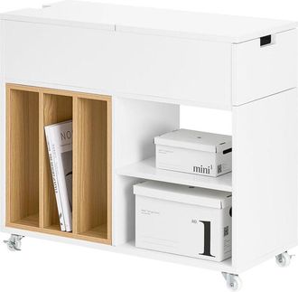 SoBuy FBT134-W Aktenschrank Aktenschrankwagen Druckertisch Druckerständer Rollcontainer mit 4 Rollen Lagerschrank Schrank für Büro Weiß bht ca. 30x61x70cm