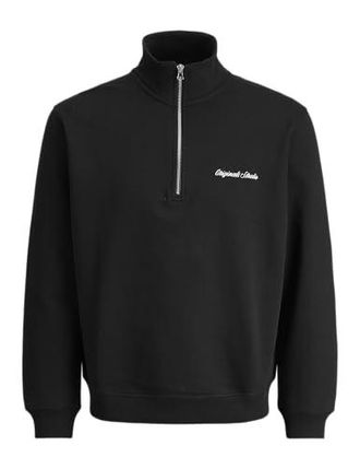 Jack & Jones Jornorrebro EMB Sweat-Shirt &agrave; Demi-Fermeture &eacute;clair pour Homme avec Demi-Fermeture &eacute;clair (1 pi&egrave;ce), Noir, XL