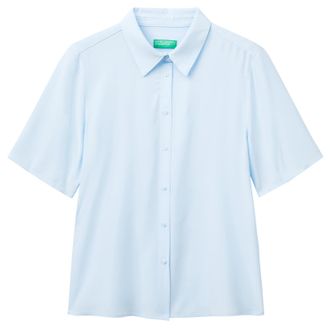 Benetton Damen Camicia 5wpwdq0b1 Hemd, blau, Medium