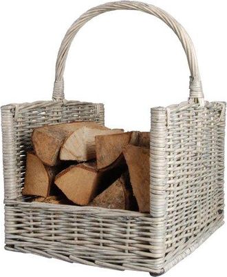 Esschert Design Kaminholzkorb, Brennholzkorb in grau, ca. 46 cm x 36 cm x 52 cm