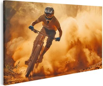 Islandburner Bild auf Leinwand Berufsfahrer navigiert staubigen Enduro Trails mit Mountainbike Bilder Wandbilder Poster