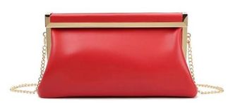 Girly HandBags Pochette de soir&eacute;e pliable pour femme avec cadre m&eacute;tallique, rouge cerise, W 27, H 15, D 4 cm (W 11, H 6, D 2 inches)